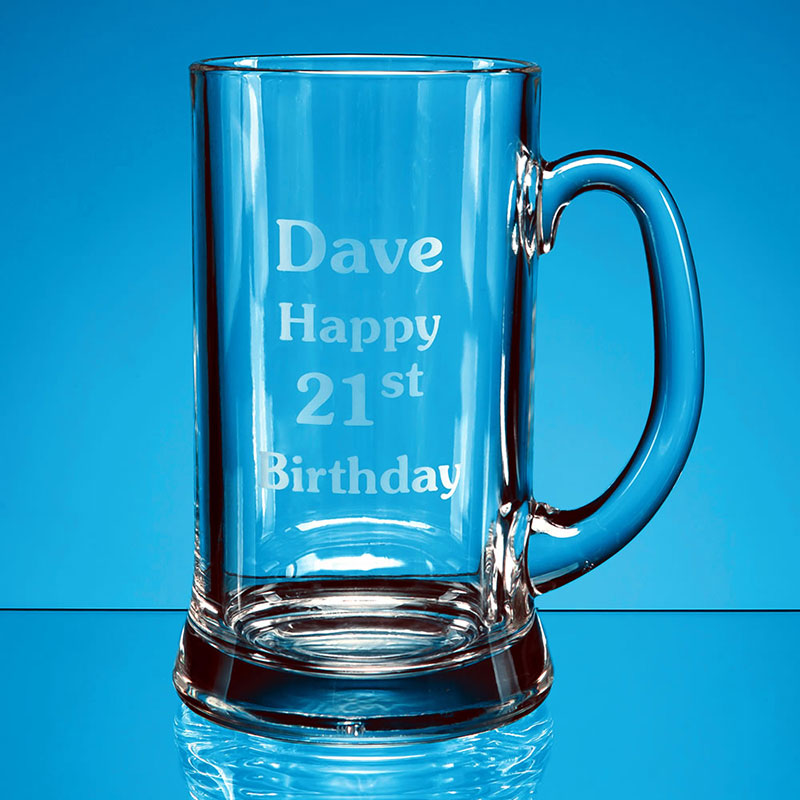 Engraved Two Pint Glass Tankard